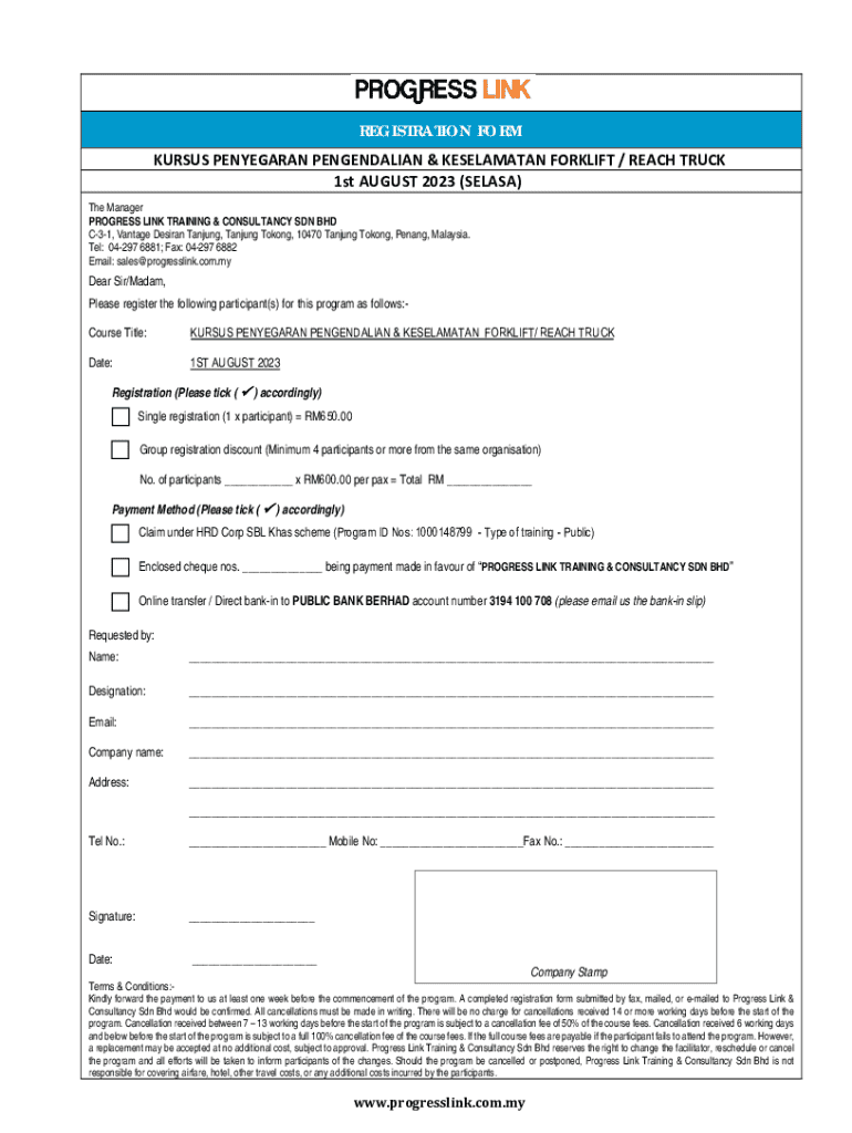 Fillable Online Kursus Penyegaran Pengendalian & Keselamatan Forklift Fax Email Print - pdfFiller