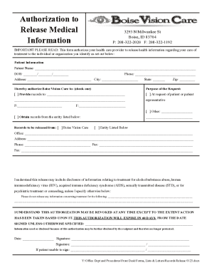 Fillable Online Authorization to Release Medical Information Fax Email Print - pdfFiller