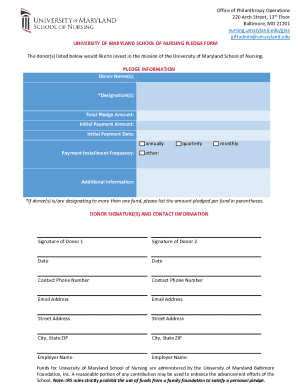 Fillable Online University of Maryland School of Nursing Pledge Form ...