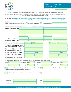 Fillable Online Shared Ownership Application Form Fax Email Print ...