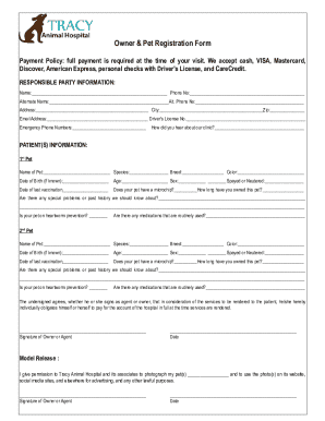 Fillable Online Owner & Pet Registration Form Fax Email Print - pdfFiller
