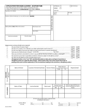 Fillable Online Information & Instructions - Acupuncture License Fax ...