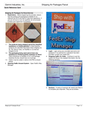 Fillable Online Shipping Air Packages Via Parcel Service Fax Email ...