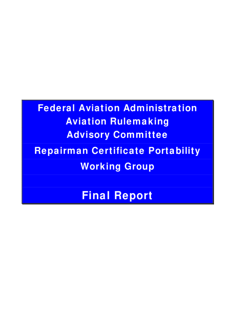 Fillable Online Federal Aviation Administration Aviation Rulemaking ...