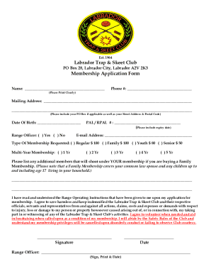Fillable Online Labrador Trap & Skeet Club Membership Application Fax Email Print - pdfFiller