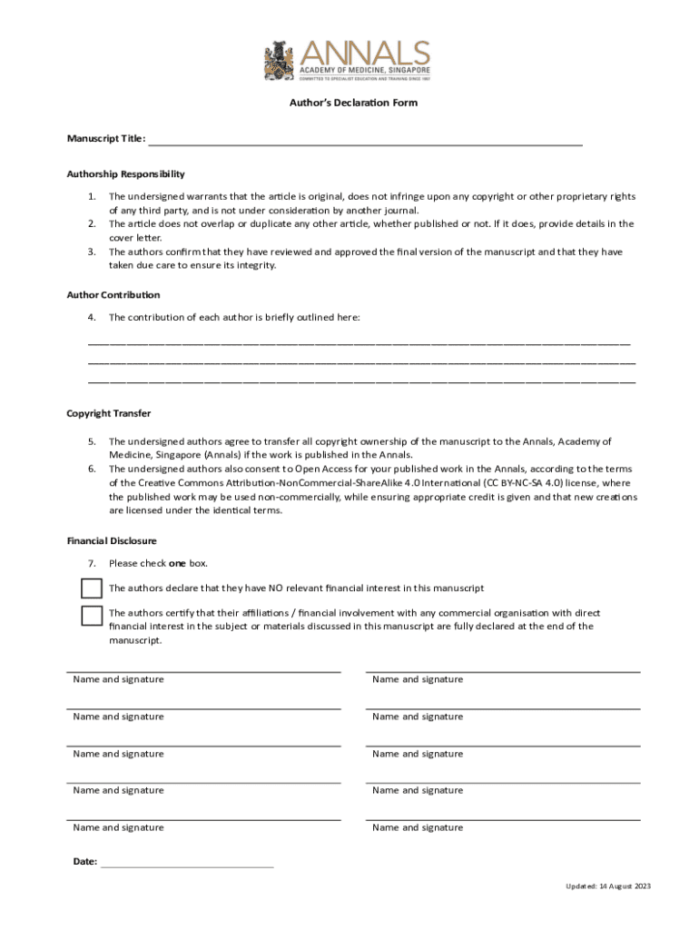 Fillable Online Author’s Declaration Fax Email Print - pdfFiller