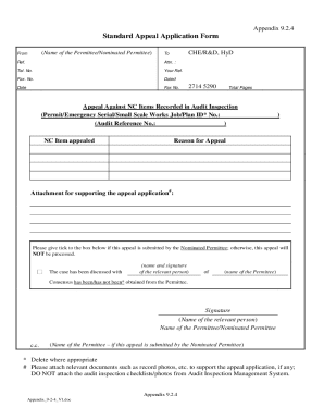 Fillable Online Appendix 9.2.4 - Standard Appeal Application Form Fax Email Print - pdfFiller
