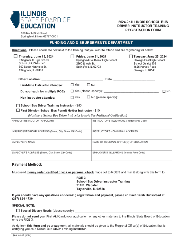 Fillable Online School Bus Driver Instructor Training Registration Fax ...