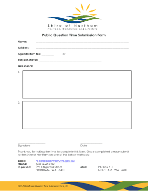 Fillable Online Public Question Time Submission Form Fax Email Print ...