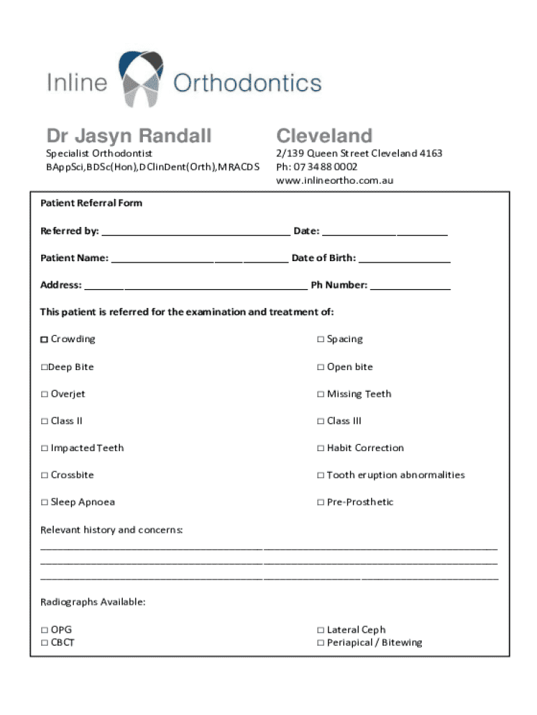 Fillable Online Patient Referral Form Fax Email Print - pdfFiller