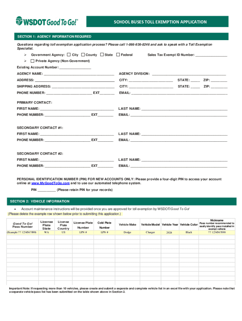 Fillable Online School Buses Toll Exemption Application Fax Email Print ...