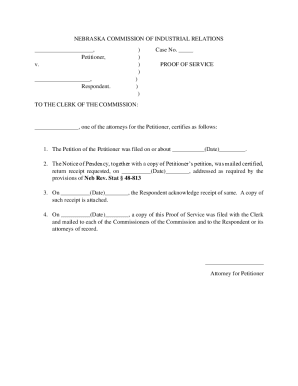 Fillable Online Nebraska Commission of Industrial Relations - Proof of ...