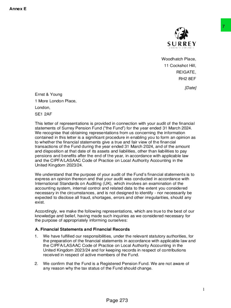 Fillable Online Letter of Representations for Surrey Pension Fund Fax Email Print - pdfFiller