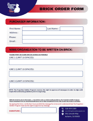Fillable Online Brick Order Form Fax Email Print - pdfFiller