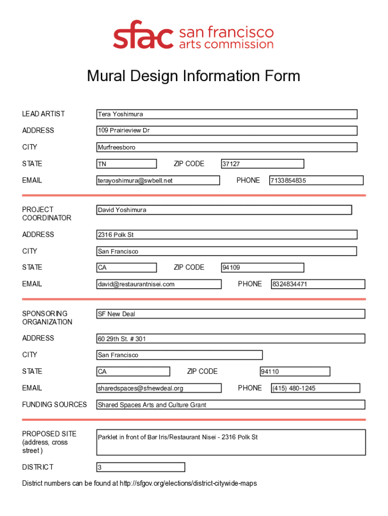 Fillable Online Mural Design Information Fax Email Print - pdfFiller