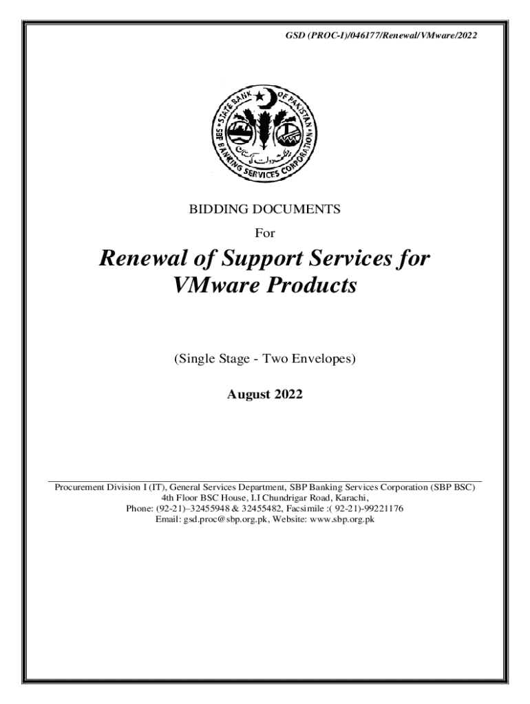 Fillable Online Bidding Documents for Renewal of Support Services for ...