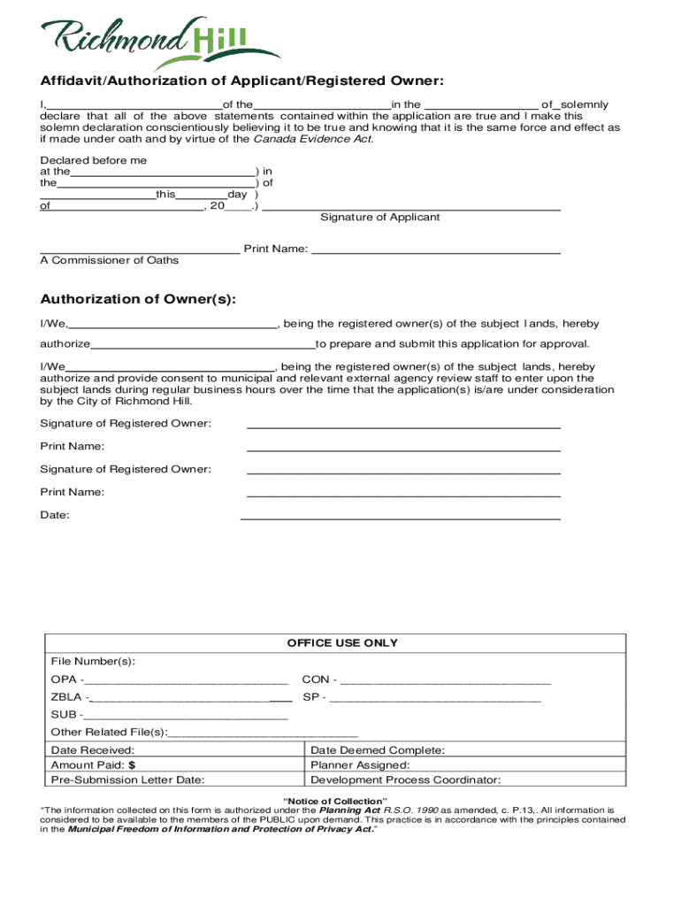 Fillable Online Affidavit/authorization of Applicant/registered Owner Fax Email Print - pdfFiller