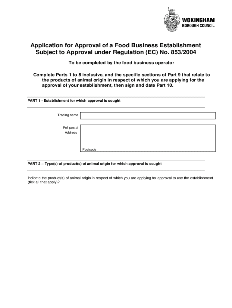 Fillable Online Application for Approval of a Food Business Establishment Fax Email Print ...