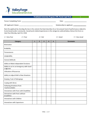Fillable Online Vip Parent Input Form Fax Email Print - pdfFiller