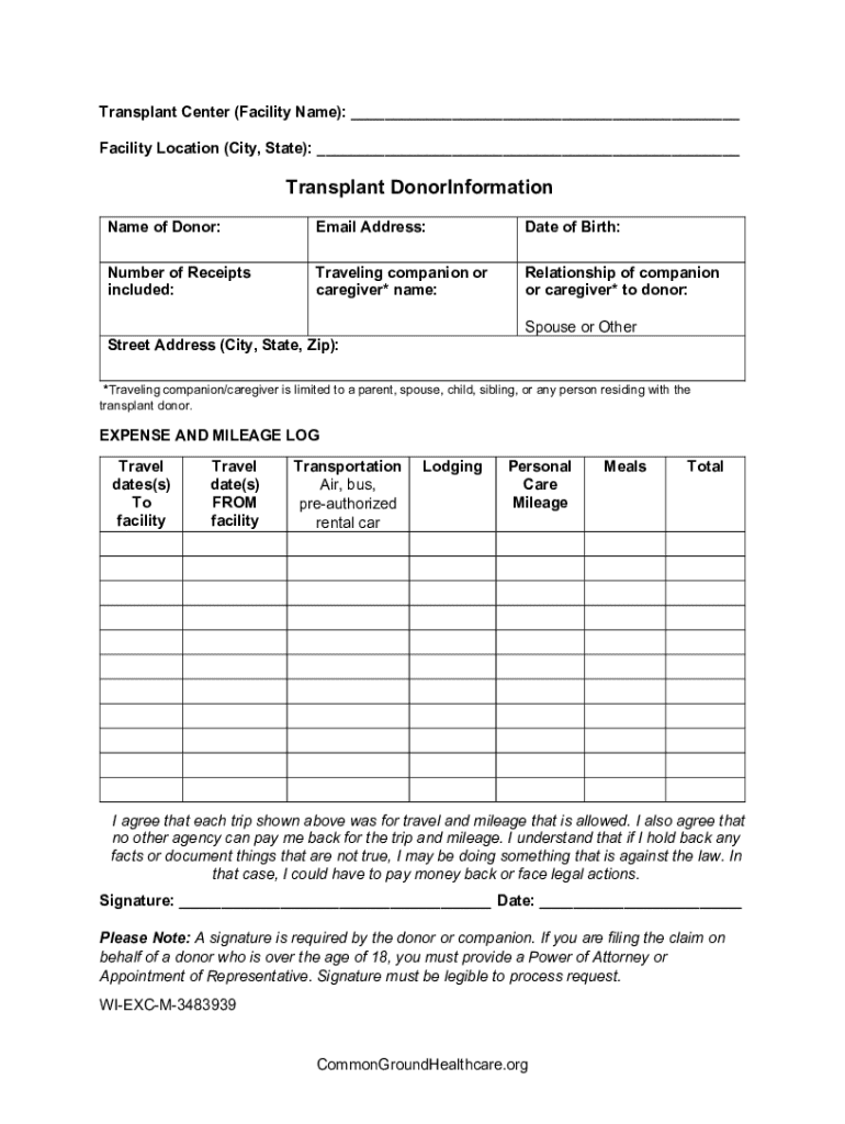 Fillable Online Transplant Donor Reimbursement Fax Email Print - pdfFiller