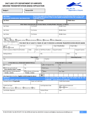 Fillable Online Salt Lake City Department of Airports Ground ...