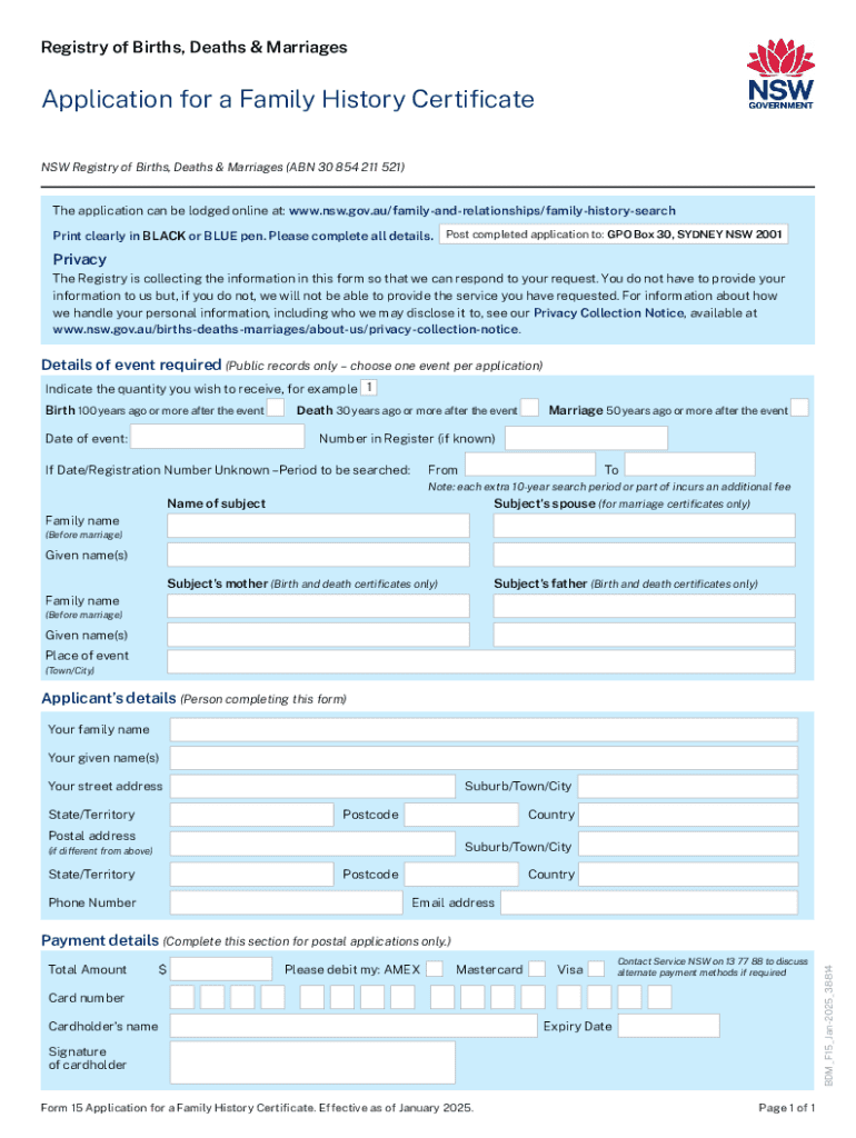 Fillable Online Registry of Births, Deaths & Marriages Fax Email Print ...