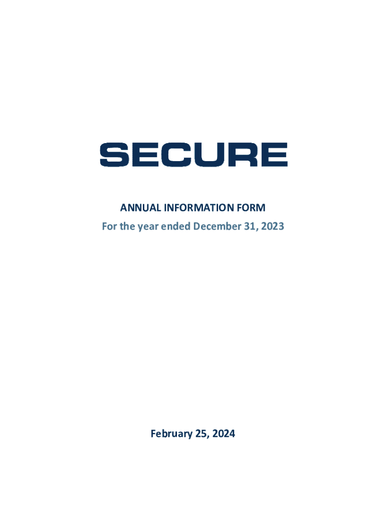 Fillable Online Annual Information Form for the Year Ended December 31, 2023 Fax Email Print ...