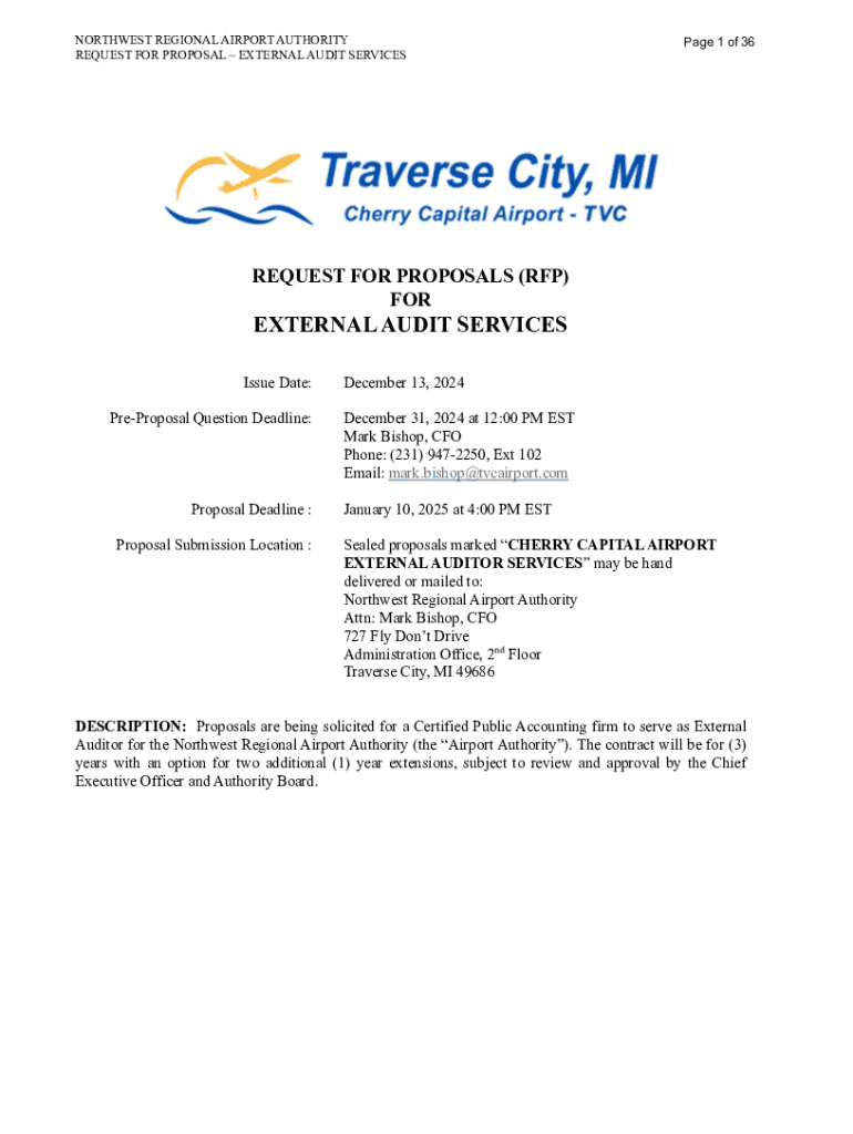 Fillable Online Request for Proposals (rfp) for External Audit Services ...