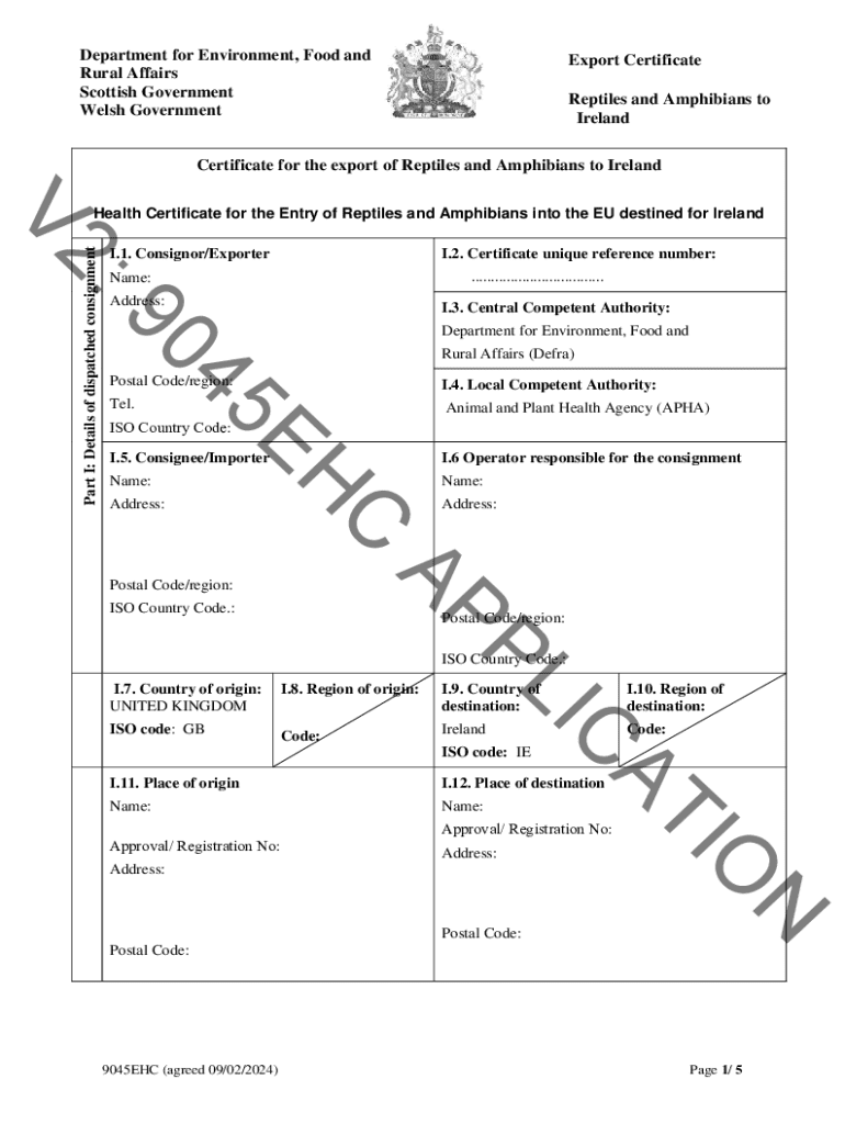 Fillable Online Certificate for the Export of Reptiles and Amphibians ...