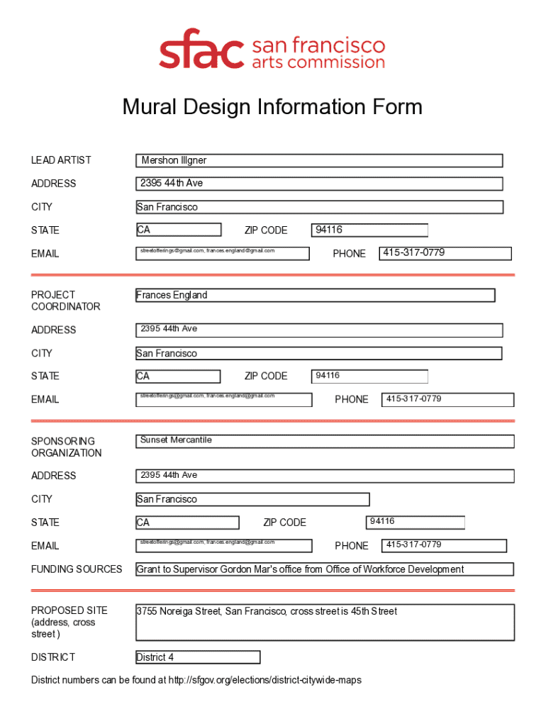 Fillable Online Mural Design Information Form Fax Email Print - pdfFiller