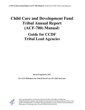 Fillable Online Ccdf Tribal Annual Report (acf-700): Guide for Ccdf ...