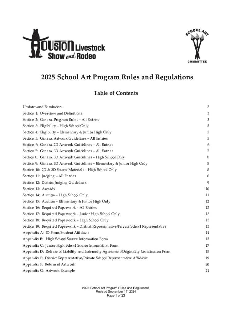 Fillable Online 2025 School Art Program Rules and Regulations Fax Email ...