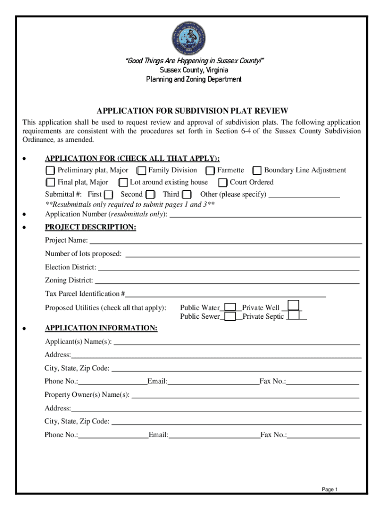 Application for Subdivision Plat Review: Fill out & sign online | DocHub