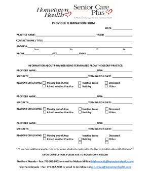 Fillable Online Provider Termination Form Fax Email Print - pdfFiller