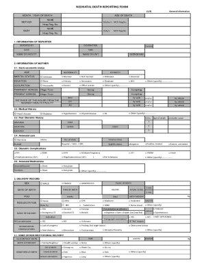 Fillable Online Neonatal Death Reporting Form Fax Email Print - pdfFiller