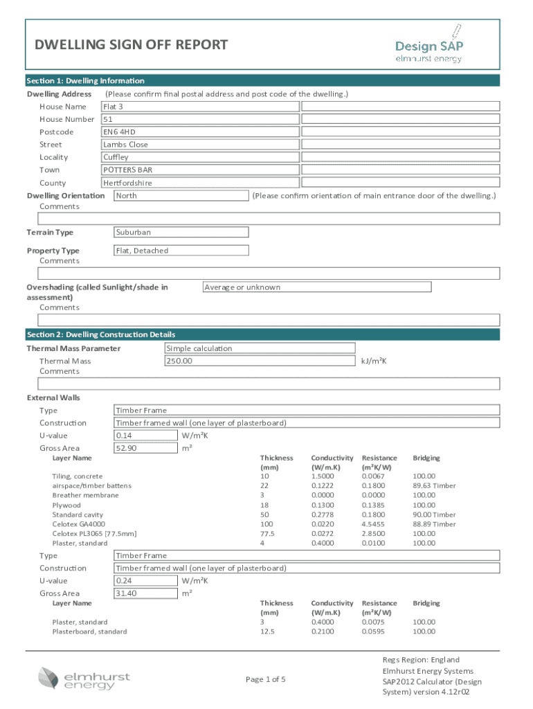Fillable Online Dwelling Sign Off Report Fax Email Print - pdfFiller