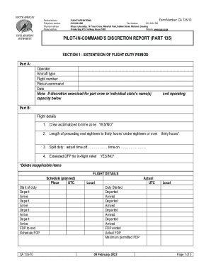 Fillable Online Pilot-in-command’s Discretion Report (part 135) Fax ...