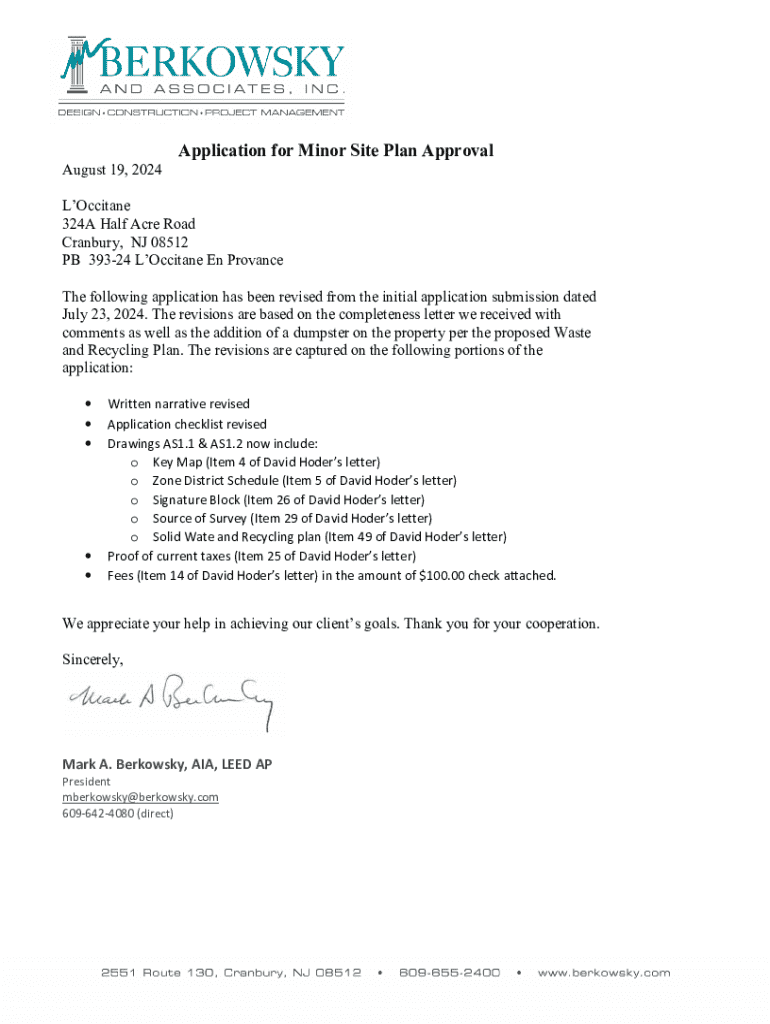 Fillable Online Application for Minor Site Plan Approval Fax Email Print - pdfFiller