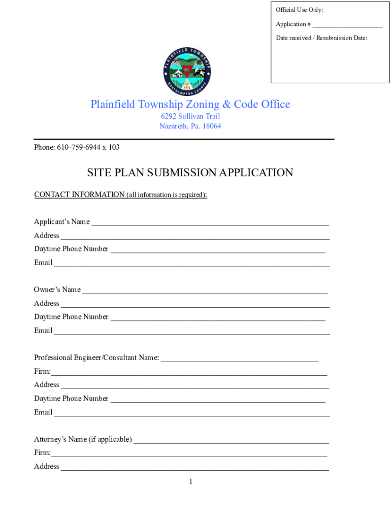 Fillable Online Plainfield Township Site Plan Submission Fax Email ...