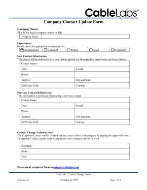 Fillable Online Company Contact Update Form Fax Email Print - pdfFiller