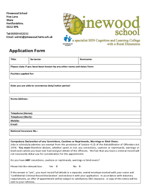 Fillable Online Pinewood School Application Form Fax Email Print - pdfFiller