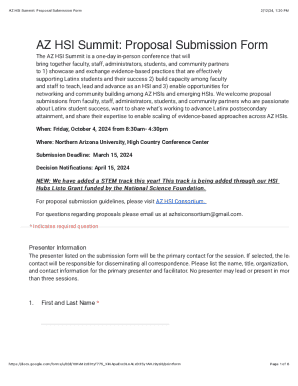 Fillable Online Az Hsi Summit: Proposal Submission Form Fax Email Print ...