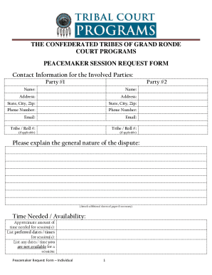 Fillable Online Peacemaker Session Request Form Fax Email Print - pdfFiller