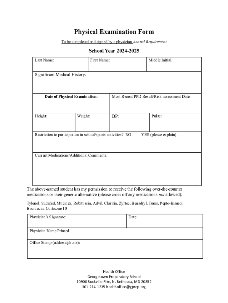Fillable Online Physical Examination Form Fax Email Print - pdfFiller