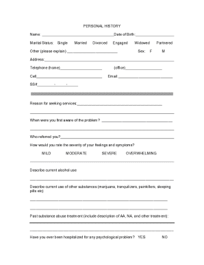 Fillable Online Personal History Fax Email Print - pdfFiller