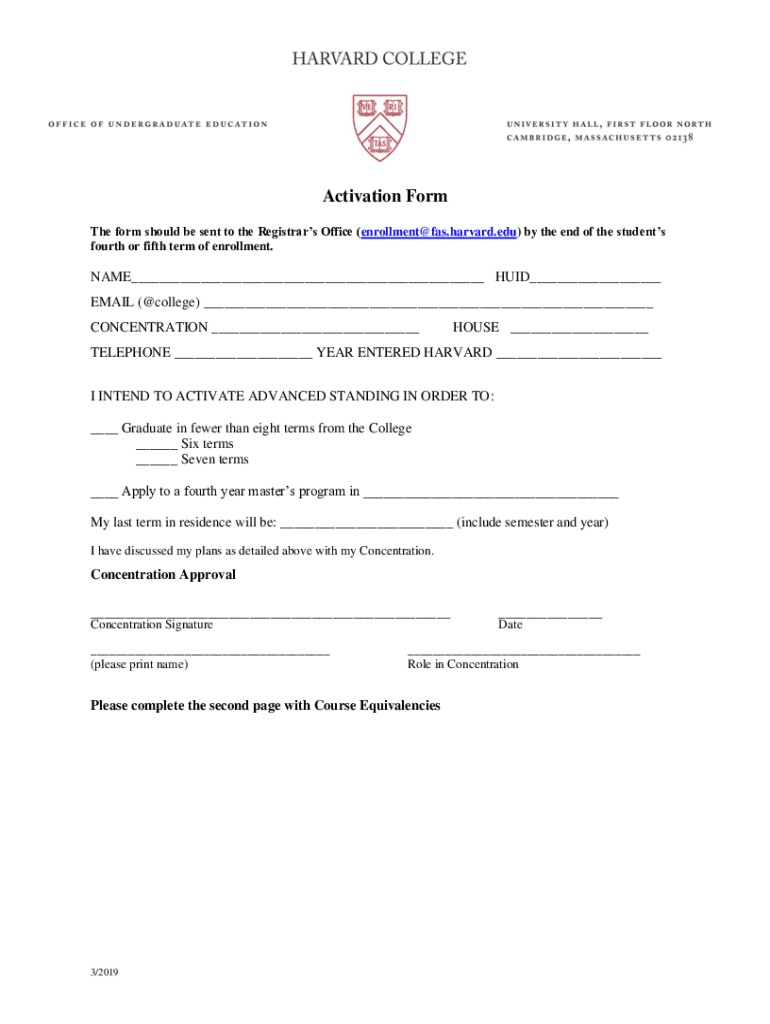 Fillable Online Advanced Standing Activation Form Fax Email Print - pdfFiller