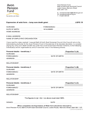 Fillable Online Avon Pension Fund - Expression of Wish Form Fax Email ...