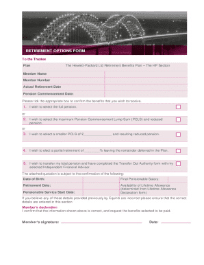 Fillable Online Hewlett-packard Ltd Retirement Benefits Plan – the Hp ...