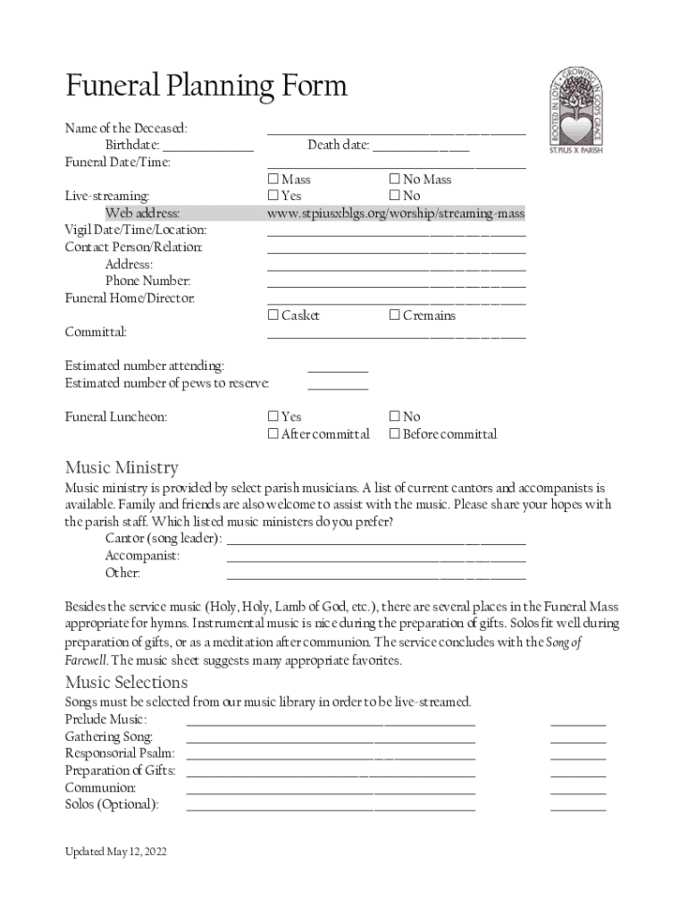 Fillable Online Funeral Planning Fax Email Print - pdfFiller