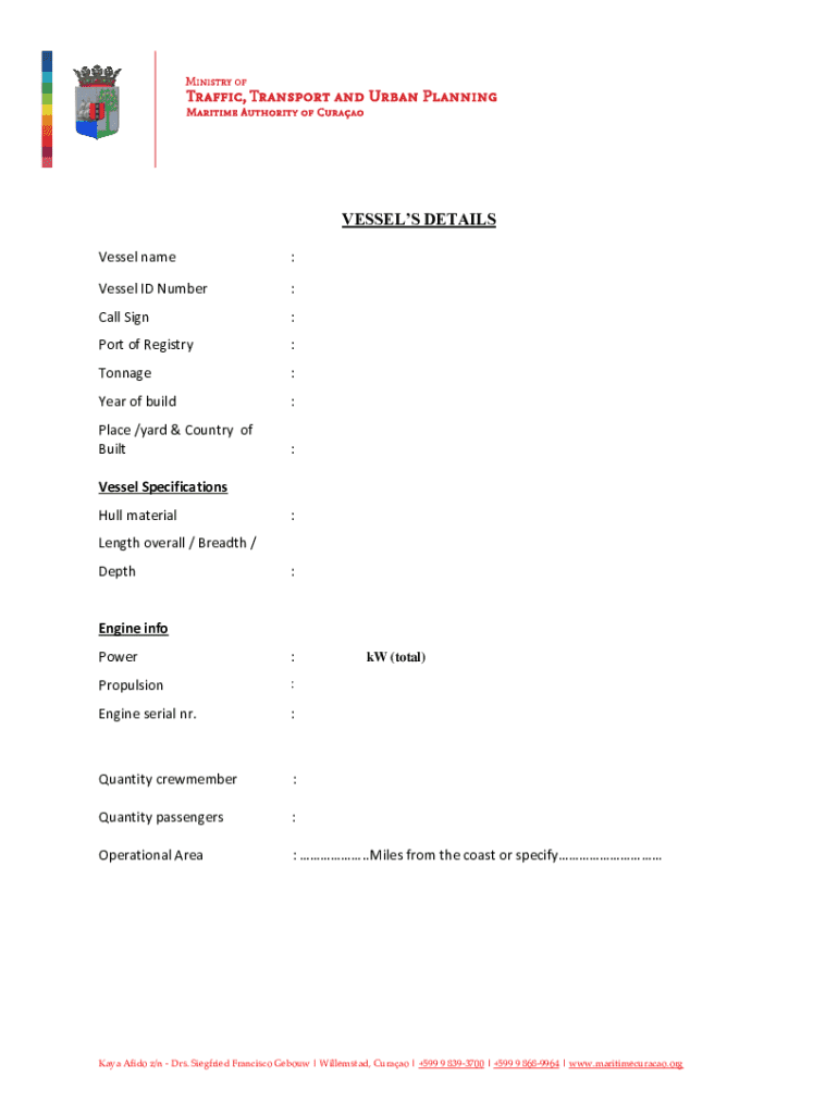 Fillable Online VESSELS DETAILS Fax Email Print - pdfFiller